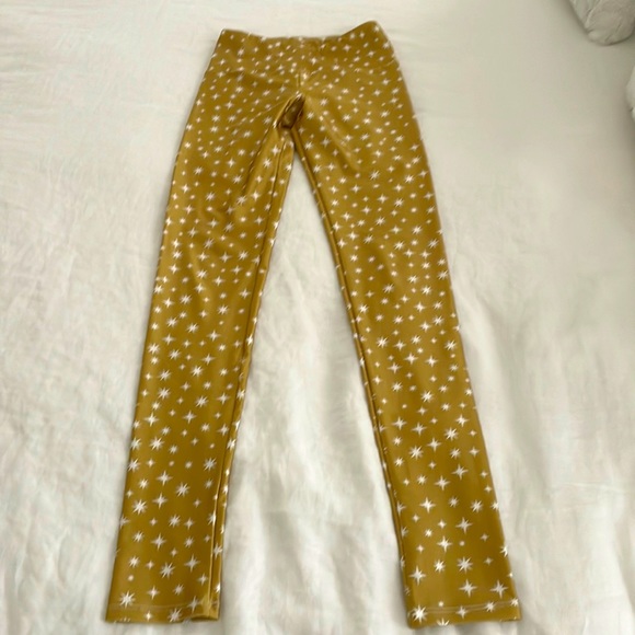 Goldsheep | Other | Goldsheep Gold Leggings With White Stars Xs | Poshmark